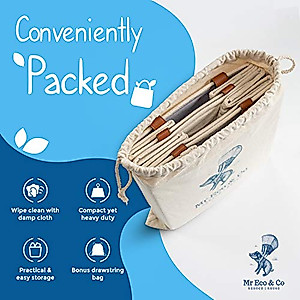 Mr Eco&Co Reusable Grocery Bags Heavy Duty - 4 Pack of Washable, Reusable Shopping Bags Made From Strong, Sturdy Leather Handles and 100% Cotton Canvas, Perfect for Shops, Markets or Storage