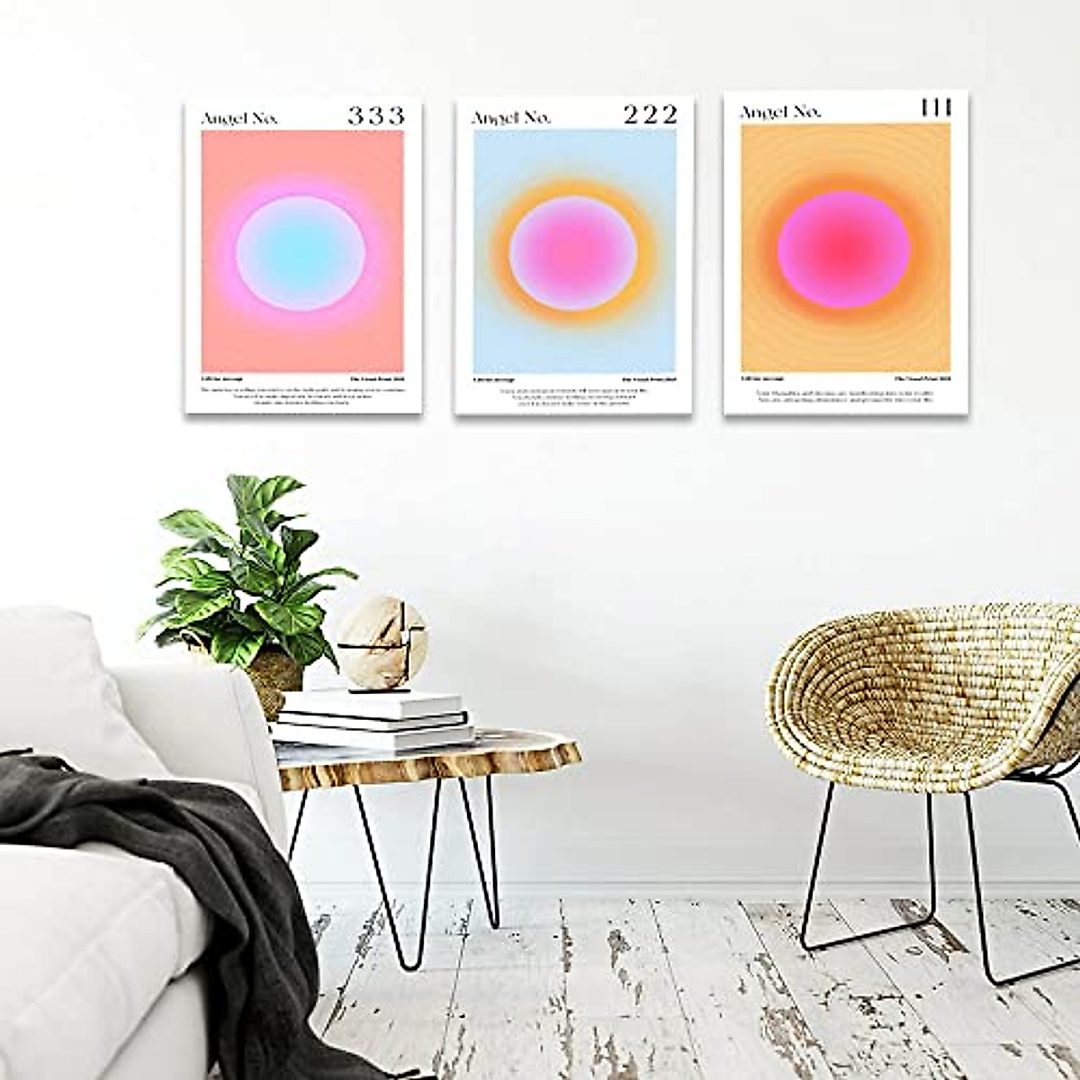 Multicolor Gradient Aura Angel Numbers Poster Sets Inspirational Quotes Room Aesthetic Canvas Wall Abstract Minimalist Art Paintings Y2k Style Room Wall Decor for Bedroom Office (B,3P 12 x 16 in Unframed)