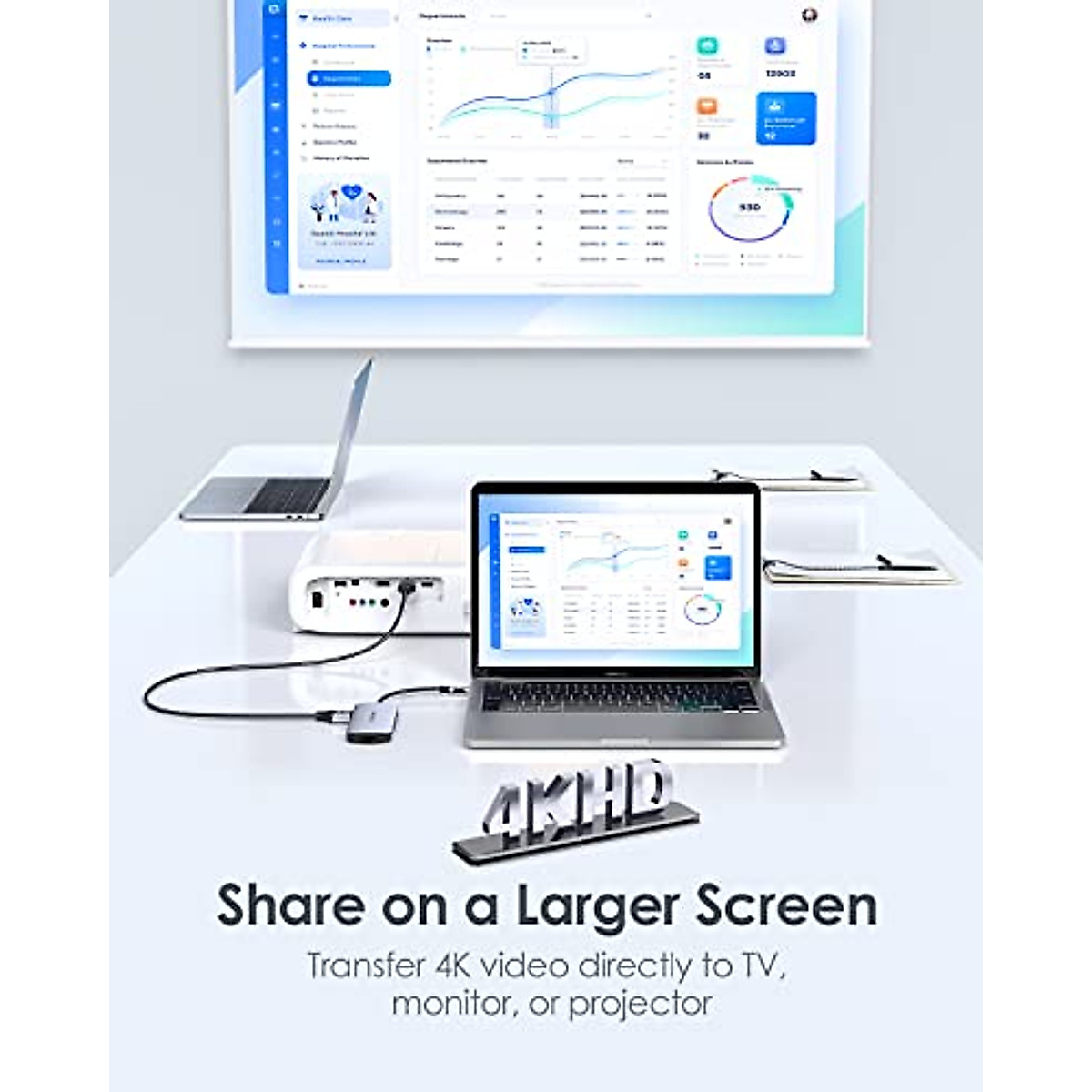 LENTION Ultra-Thin USB C Hub with Ethernet, 4K HDMI, USB 3.0/2.0, Card Readers & PD Adapter for 2023-2016 MacBook Pro 13/14/15/16/M1/M2, New Mac Air & Surface, Chromebook, More (CB-C48, Space Gray)