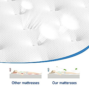 wowttrelax Queen Mattress 12 Inch, Hybrid Memory Foam Mattress, Pocket Innerspring Mattress in a Box, 9-Zone Orthopedic Double Mattress Queen Size for Back Pain, Pressure Relief, Medium Firm
