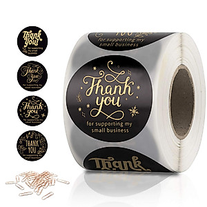 500PCS Thank You for Supporting My Small Business Stickers, 4 Designs,Thank You Stickers Roll for Jewelry Packaging,Business Boutiques Shop Wrapping Supplies 2''