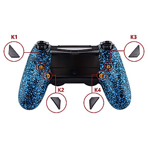 eXtremeRate Textured Blue Dawn Programable Remap Kit for PS4 Controller with Upgrade Board & Redesigned Back Shell & 4 Back Buttons - Compatible with JDM-040/050/055 - Controller NOT Included