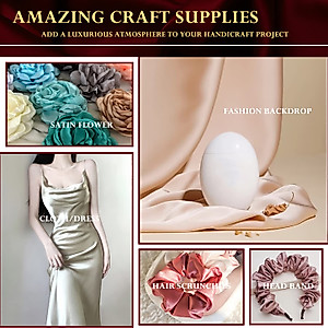 White Satin Fabric 60 Inch by 1 Yards Solid Silky Charmeuse Fabrics for Wedding Decoration Table Cover DIY Dress Fashion Backdrop Crafts Support