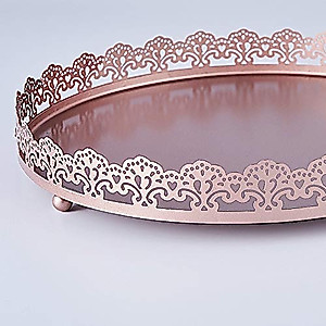 BalsaCircle 12-Inch Rose Gold Round Serving Trays Decorative Embossed Rim Dinner Wedding Reception Party Events Decorations Supplies