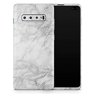 DesignSkinz White Scratched Marble Protective Vinyl Decal Wrap Skin Cover Compatible with The Samsung Galaxy S20 (Screen Trim & Back Glass Skin)