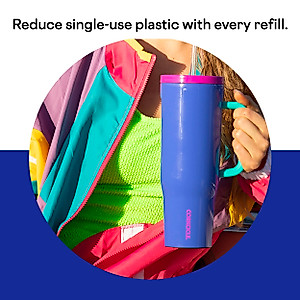 Corkcicle Cruiser Insulated Tumbler with Handle and Straw, 80's Windbreaker, 40 oz – Reusable Water Bottle Keeps Beverages Cold for 20 Hours, Hot for 9 Hours – Cupholder Friendly, Spill Proof Tumbler