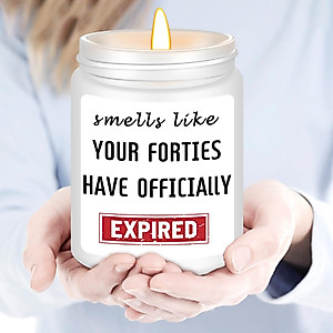 NANOOER 40th Birthday Gifts for Women, 40th Birthday Candles Gifts for Her, Your 40s Have Expired, 40 Year Old Birthday Gift Ideas, Funny Birthday Gifts for Women, Vanilla Buttercream Scent Candle