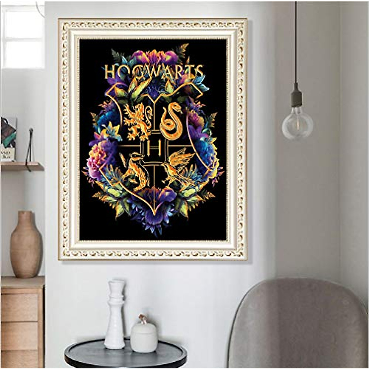 Diamond Painting Kits for Adults, Large Size 5D DIY Round Crystal Rhinestone Embroidery Kits Diamond Art Full Drill Diamond Painting Magic Badge Perfect for Home Wall Deco (Diamond Dotz 14x18inch)