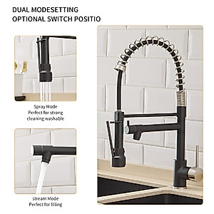 AIMADI Kitchen Sink Faucet,Black Kitchen Faucets with Pull Down Sprayer,Black Stainless Steel Single Handle One Hole Kitchen Faucet,Matte Black
