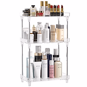 YIEZI Multi-Functional Plastic Shelf, 3-Tier, Anti-Slip, Easy Assembly, 30cm x 30cm x 10cm, Ideal for Organizing Cosmetics, Perfumes, Soaps, Lotions, and More