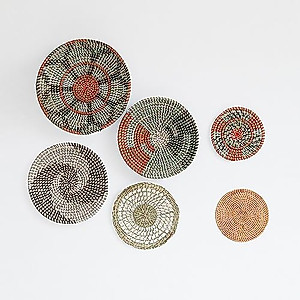 EFLAL Woven Wall Basket Decoration, Woven Basket Rattan Wall Decoration, Bohemian Style Wall Basket for Wall Decoration, Round Natural Handmade sea Grass Woven Basket