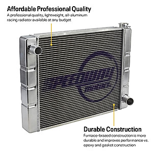 Speedway Motors Chevrolet SBC/BBC Universal Lightweight Aluminum Radiator, 31 Inch Width, Premium Performance with Maximum Cooling, Easy Installation to any Build