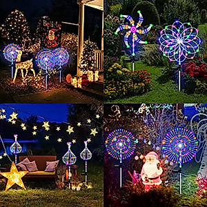 Insoiis Solar Firework Lights, 2 Pack 120 LED Solar Outdoor Lights Decorative, 2 Lighting Modes Sparkles Stake Yard Light for Garden, Yard, Landscape and Driveway