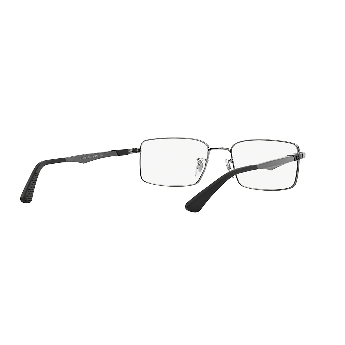 Ray-Ban RX6275 Rectangular Prescription Eyeglass Frames, Gunmetal/Demo Lens, 52 mm