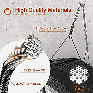 addlon - 164 FT Nylon Coated Stainless Steel Cable Hanging Kit for Outdoor String Lights, Stainless Steel Corrosion Resistant, Outdoor String Light Suspension kit Guide Wire for Patio, Garden