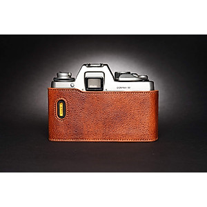 Contax S2 Case, BolinUS Handmade Genuine Real Leather Half Camera Case Bag Cover for Contax S2 Camera with Hand Strap (LavaBrown)