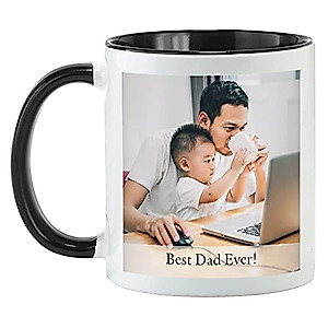 Let's Make Memories Personalized Photo Mug with Message - 11oz - Black Handle - For Father's Day/For Dad
