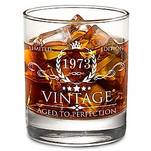AOZITA 50th Birthday Gifts for Men Whiskey Glass with Delicate Package- 50th Birthday Decorations for Men, Party Supplies - 50th Bday Gifts Ideas for Him, Dad, Husband, Friends - 11oz Whiskey Glass