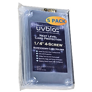UVBLOC Baseball Card Holder Cases (5 Pack) Protectors Hard Plastic Screw Down 35pt Sleeves for Trading Football Basketball Pokemon Sports Cards
