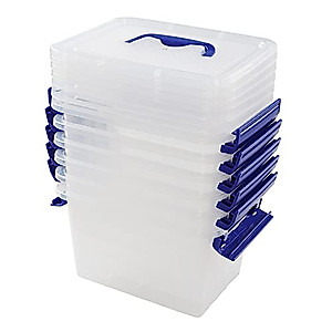 DynkoNA 6-Pack 3 L Small Plastic Storage Box with Lid, Clear Storage Bins