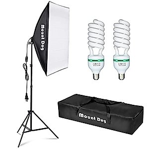MOUNTDOG Softbox Lighting Kit,20"X28" Photography Continuous Lighting System Photo Studio Equipment with 95W Light Bulb 5500K for Portrait Product Shooting Photography Video Recording