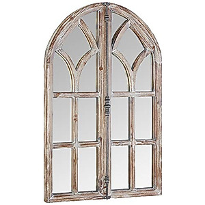 Amazon Brand – Stone & Beam Vintage Farmhouse Wooden Arched Multipanel Mantel Mirror, 36"H, Dark Stain