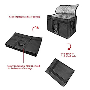 Yalin XXXL Large Insulated Cooler Bag, Styrofoam Cooler of Keep Food Hot or Cold, Reusable Double Zipper Food Delivery Bag for Instacart, Restaurant, Food Transport, 23" W x 15" H x 14" D (Black)