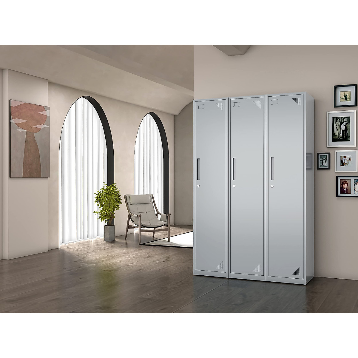 BYNSOE Metal Locker 1 Doors 71" Employees Locker Storage Cabinet Locker School Hospital Gym Locker Requires Assembly (Grey, 1 Door)