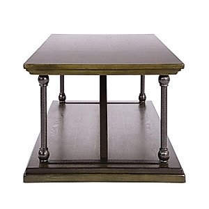 Coffee Table Modern, 47.2" W x 23.6" D x 16.9" H Country Style Coffee Table with Bottom Shelf - Brown & Black