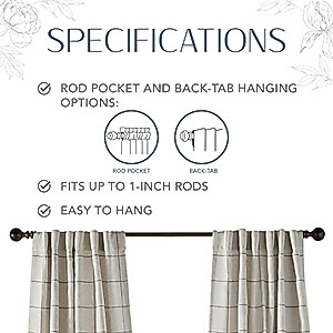 Elrene Home Fashions Brighton Windowpane Plaid Blackout Window Curtain, Living Room and Bedroom Drape with Rod Pocket Tabs, 52" x 95", Grey, 1 Panel
