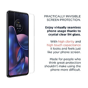 Motorola Edge (2022) Soft Protective Dusk Blue Case + 9H Glass Screen Protector + TurboPower 30W Charger and 3.3ft USB-C Cable Bundle (Not for Edge+ (Plus) 2022)
