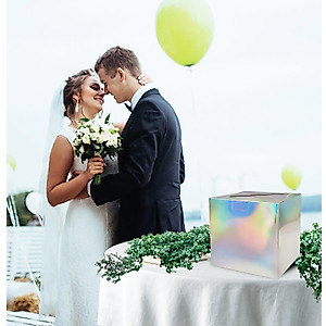 SietDESEO Card Box for Party Iridescent Card Box Raffle Box Gift Card Box Holder for Birthday Party Wedding Reception Baby Shower Bridal Shower Money Card Box