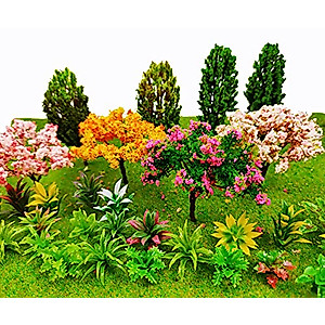 28 Pcs Miniature Fairy Garden Tree Plant Ornament, Mixed Model Trees 1-3 Inches, Miniature Dollhouse Pots Decor Moss Bonsai Micro Landscape DIY Craft Garden Ornament