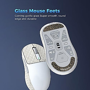 KYSONA Wireless Gaming Mouse Ultralight 55g, 3395 Lag-Free Sensor, 26K DPI, HUANO Switches, 80Hrs Long Battery Life, 6 Programmable Button for PC, 3 Modes (2.4G/Wired/BT), Win with M600, White