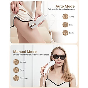 OUBABO Laser Hair Removal for Women Permanent, IPL Device with Cooling System, at-home Painless Facial Armpits Legs Bikini Line Whole Body, Come Razor and Goggles, Corded, White, 1.0 Count