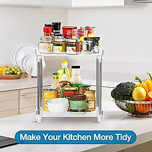 KPX Bathroom Makeup Organizer, Acrylic Cosmetics Storage Holder Rack Kitchen Utility Vanity Countertop Shelves for Room Organizers, Make Up, Home School, Dorm Room Office Essentials-Large(2-Tier)