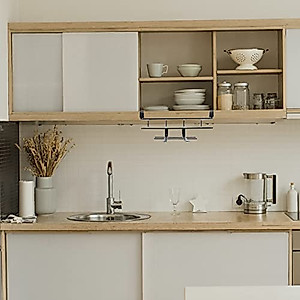 Luxshiny Under Cabinet Cutting Board Rack Stainless Steel Pot Lid Chopping Board Hanging Rack Pan Cover Holder Kitchen Storage Shelf Cabinet Organizer for Kitchen Black