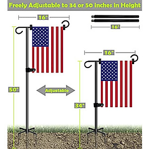 Ardier 50-inch Outdoor Garden Flag Stand, Extra Tall Yard Flag Holder for Outside 12x18 Home Patio Decor, 2-Pack
