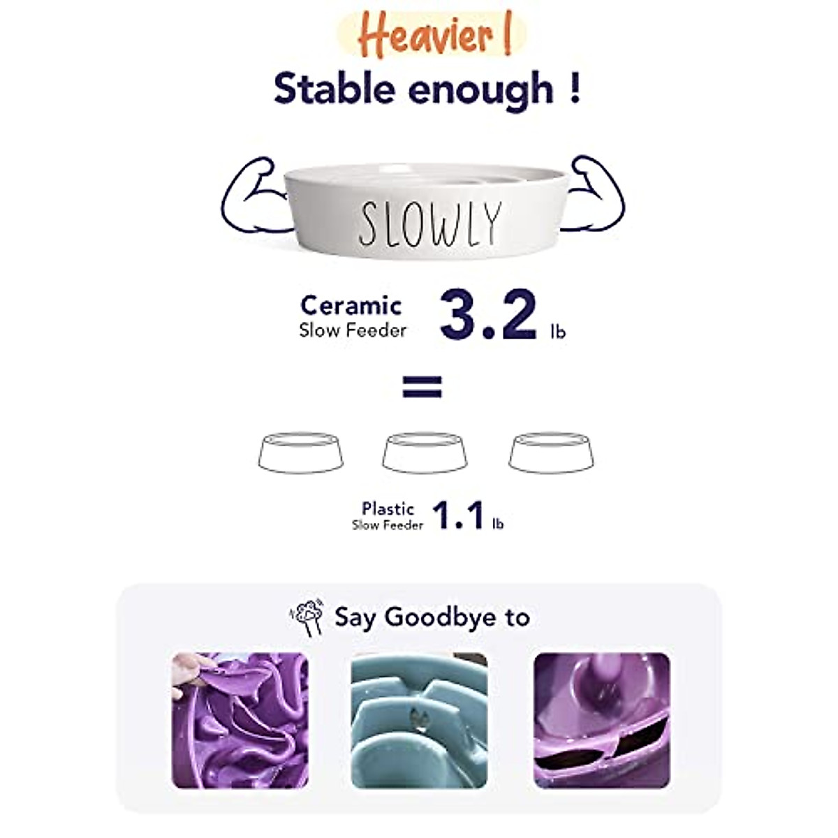 LE TAUCI PET Dog Slow Feeder Bowl Ceramic, Puzzle Dog Food Bowl for Small Medium Large Breed, Puppy Slow Feeder Bowl for Fast Eater, Dog Bowls to Slow Down Eating, Maze Bowl, Pet Bowl