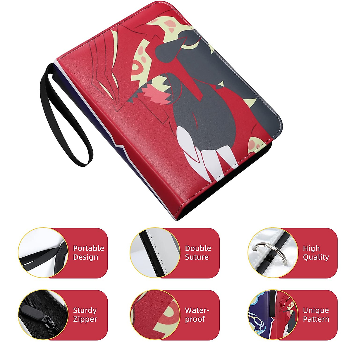 4-Pocket Poke-Monster Card Binder, 400 Pockets Trading Card Binder Zipper Binder Case Album Trading Card Games Collection Binder with Sleeves, Toys Gifts for Kids