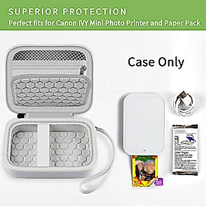 Case Compatible with Canon for Ivy/for Ivy 2 Mobile Mini CLIQ CLIQ+ CLIQ2 CLIQ+2 Instant Camera Printer, Wireless Bluetooth Portable Smartphone Printer, Mesh Pocket fits Paper & Cable, White