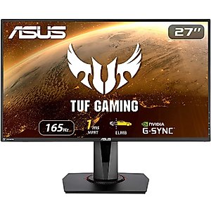 ASUS TUF Gaming 27” 1080P Monitor (VG279QR) - Full HD, IPS, 165Hz (Supports 144Hz), 1ms, Low Motion Blur, G-SYNC Compatible, Shadow Boost, VESA Mountable, DisplayPort, HDMI, Height Adjustable, Black