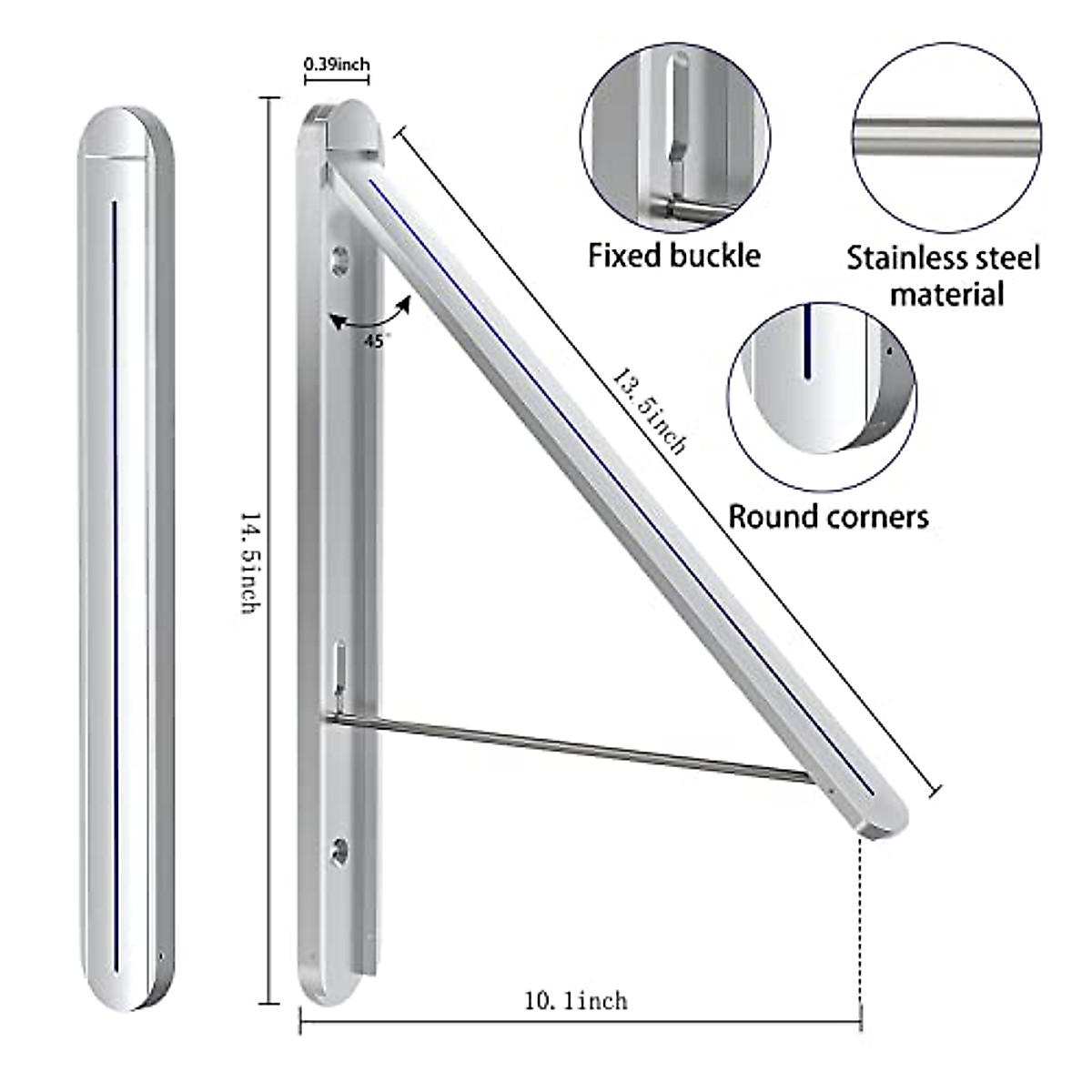 Ithywat Clothes Drying Rack,Wall Mounted Clothes Hanging Rack,Retractable Folding Hanger,Laundry Room Organization,Drying Racks for Laundry,Bathroom,Garage,Indoor&Outdoor Aluminum1pcs