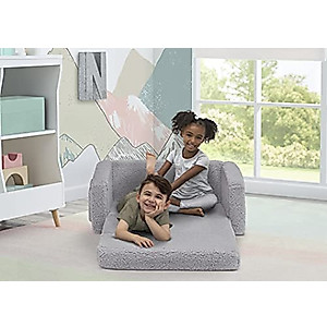 Delta Children Cozee Flip-Out Sherpa 2-in-1 Convertible Sofa to Lounger for Kids, Grey