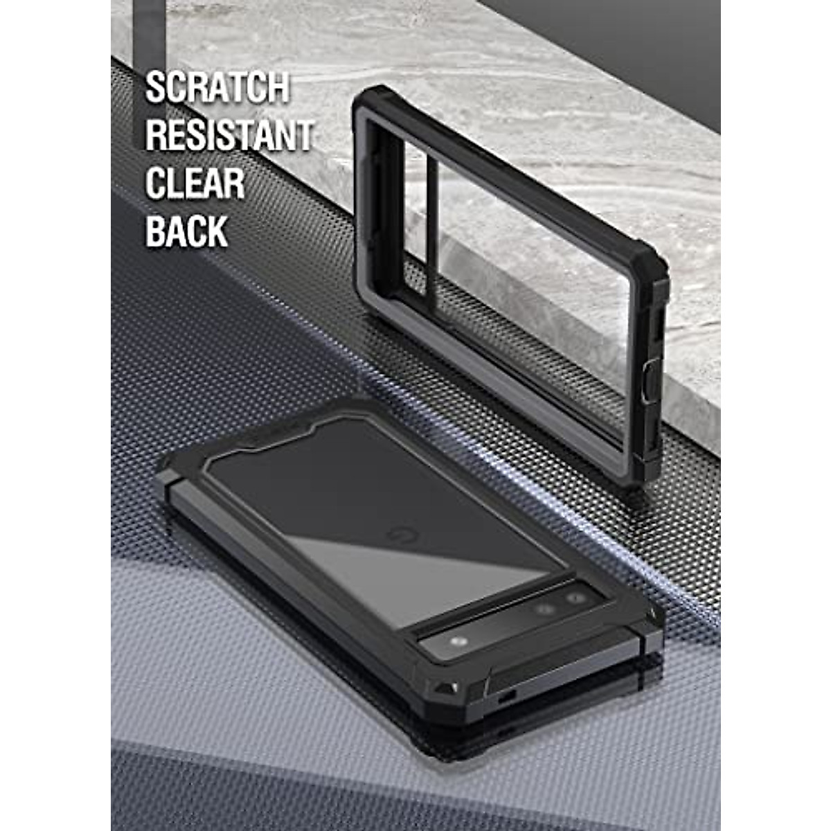 Poetic Guardian 6FT Drop Tested Case for Pixel 6A 5G - Built-in Screen Protector, Full Body Hybrid Shockproof, Black/Clear