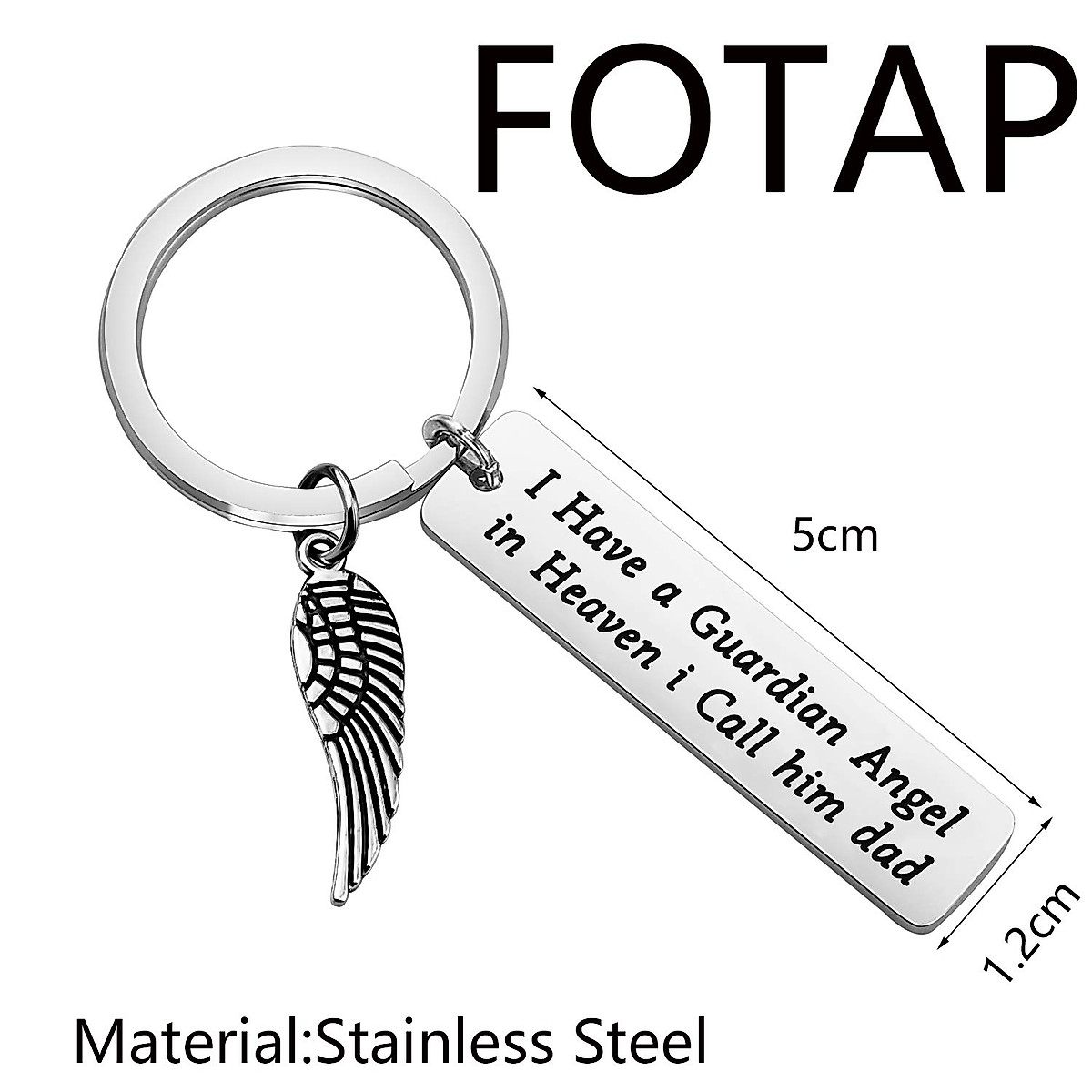 FOTAP I Have A Guardian Angel In Heaven I Call Him Dad Keychain (Guardian Angel Key)