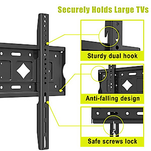 TV Wall Mount Bracket Fixed for Most 26”-65” LED, OLED 4K Flat Screen TVs, Low Profile TV Mount Holds up to 132lbs VESA 400X400mm - Fits 16” Studs - Space Saving by Nuyoah