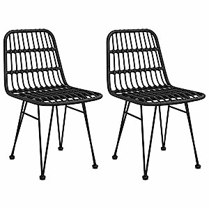 Camerina 3 Piece Patio Dining Set Outdoor Patio Dining Set Outdoor Patio Furniture Patio Set Patio Table and Chairs Set Black Poly Rattan 3157836