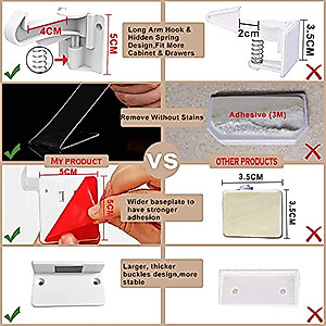 12 Pack Upgraded Lnvisible Child Safety Cabinet Locks, Baby Proofing Cabinet Latch Locks, Baby Drawer Locks, Child Safety Strong Adhesive Baby Proof Drawers Locks for Cabinets and Drawers