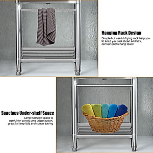 Utility Sink, Stainless Steel Sink, Single Bowl Freestanding Sink Kitchen Sinks with Hot & Cold Hoses Outdoor Sink for Laundry Garden Garage Commercial Restaurant